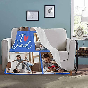 MyPupSocks Custom Dad Gift Blanket from Daughter Son, I Love You Dad Blue Bed Blanket Personalized Dad Throw Blanket for Husband from Wife 30x40