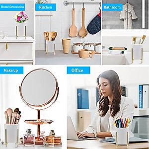 Cutlery Holder, Ceramic Silverware Holder with Metal Frame Kitchen Cooking Utensil Holder, Robust Silverware Caddy 4.7*3.15 inch Gold 1 PCS