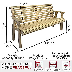 CAF Amish Heavy Duty 800 Lb Roll Back Pressure Treated Garden Bench (5 Foot, Unfinished)