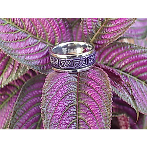 Fantasy Forge Jewelry Royal Purple Celtic Spinner Ring Stainless Steel Majestic Viking Anti Anxiety Band Sizes 5-17 Womens Mens (6)