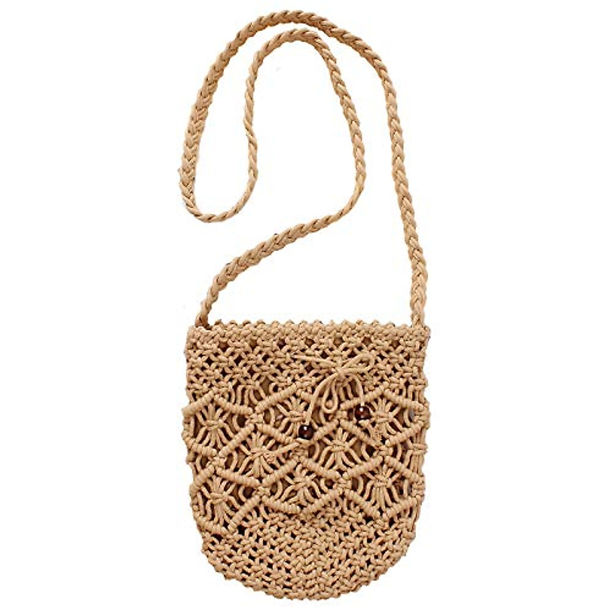 Ayliss Women Handwoven Crossbody Bag Summer Beach Woven Handmade Clutch Purse Weaving Casual shoulder Handbag(Light Brown)
