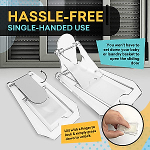 Child Lock for Sliding Closet Doors - 3M Tape Easy Install, 4 Pack, Clear