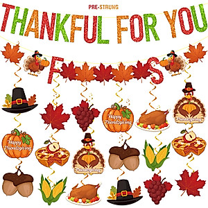 Thanksgiving Decorations Indoor,Thankful for You Friendsgiving Party Decorations colourful Friends Giving Party Decorations Pre-Assembled Banner