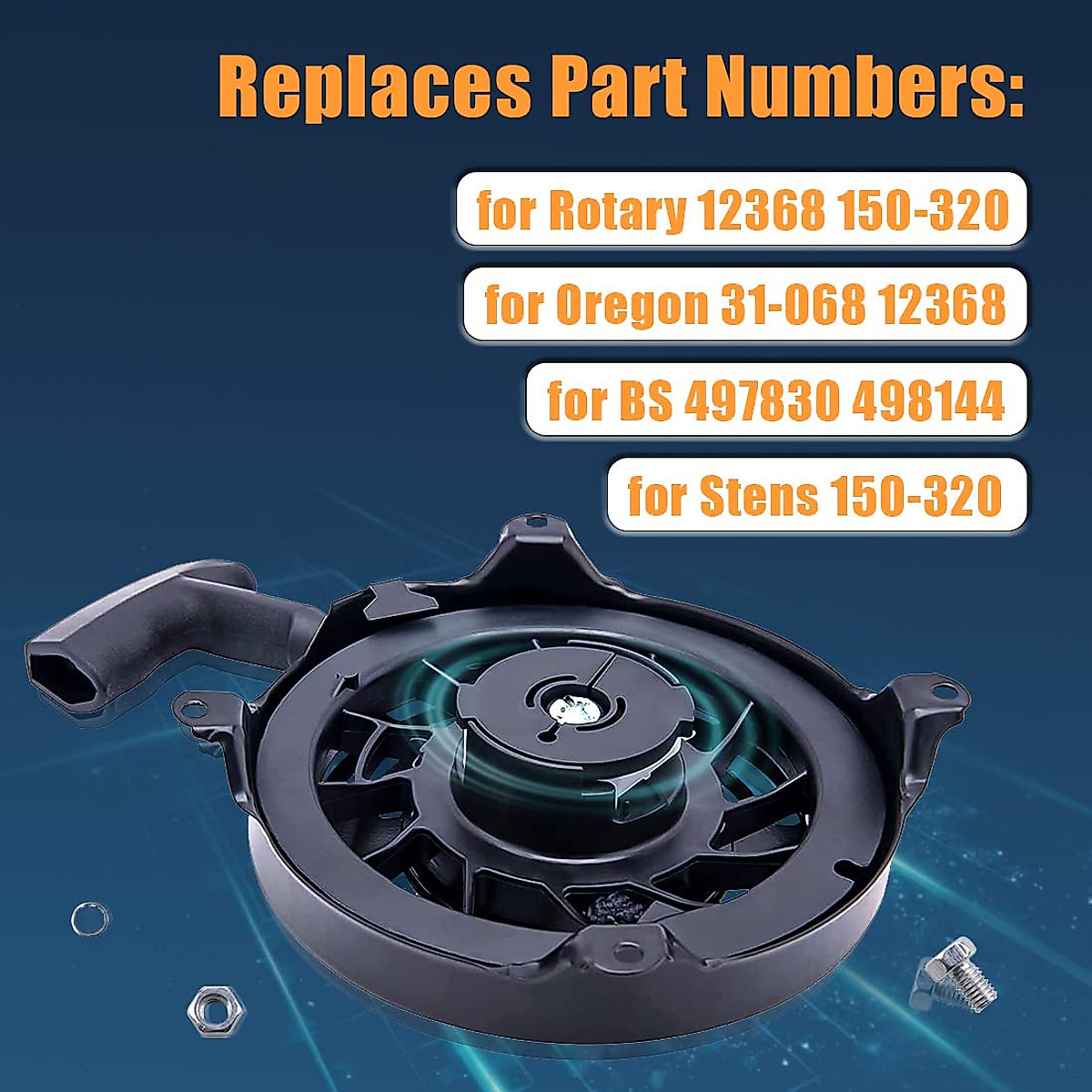 Earlyred 497680 Recoil Pull Start Compatible with BS Starter Assembly 6.75 Motor Oregon 31-068 Rotary 12368 Black Lawn Mower Parts