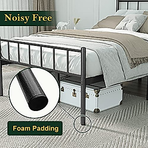 UYUK Full Size Metal Platform Bed Frame with Headboard, Non-Slip Without Noise, Heavy Duty Easy Assembly