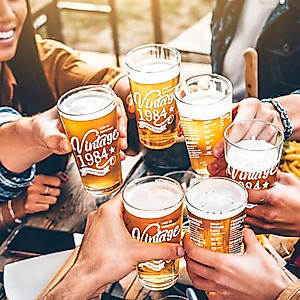 Vintage 1984 Old Time Information 40th Birthday Gifts for Men Women Beer Glass Funny 40 Year Old Presents - 16 oz Pint Glasses Party Decorations Supplies-40 Year Old Birthday Party Decorations