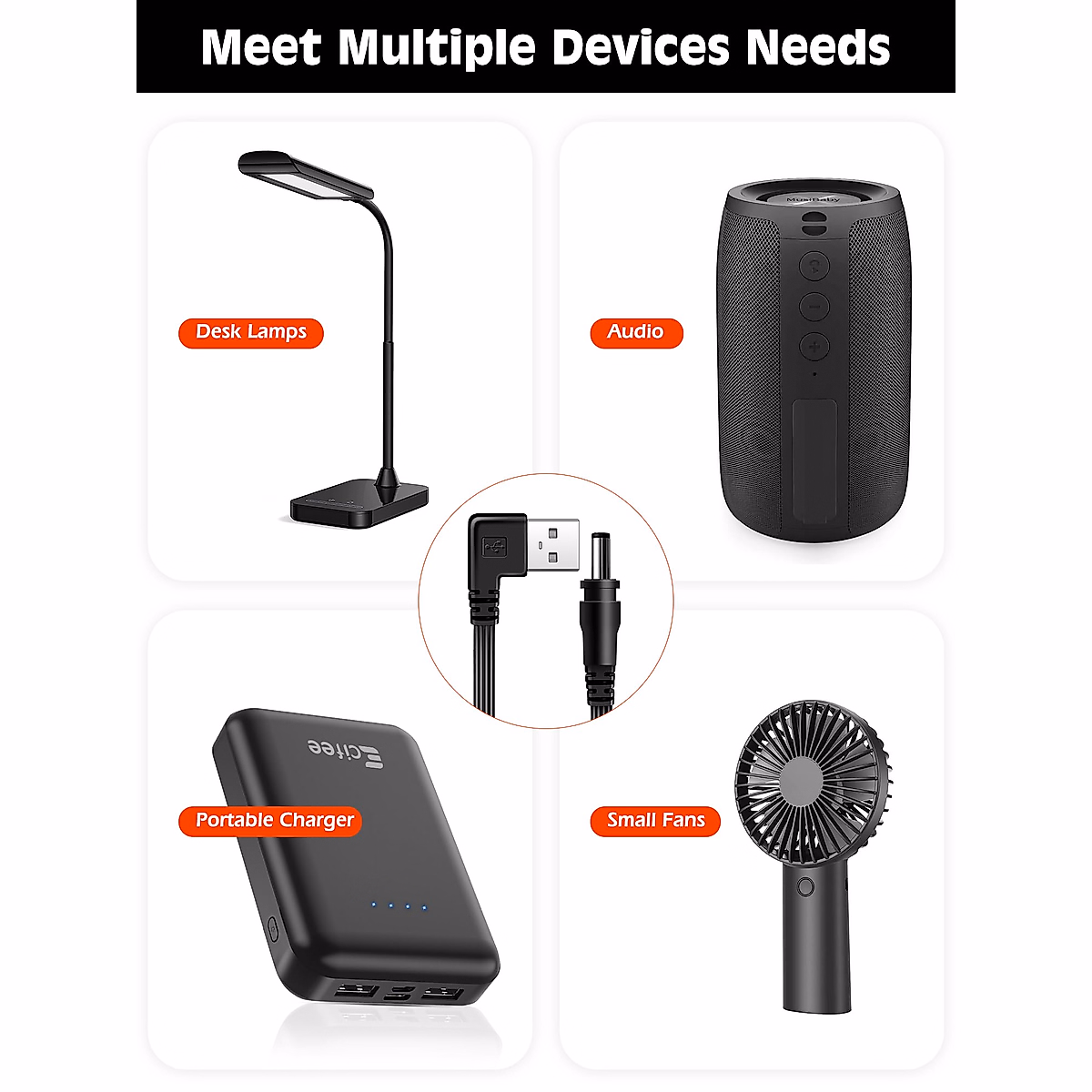 ECIFEE 2pcs Short USB Cables, USB Cable Detachable Power Cord for Heated Clothes/Jacket/Vest/Sweater/Thermal Underwear Portable 5V Power Wire