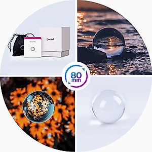 Original Lensball Pro 80mm, K9 Clear Crystal Ball Photography Sphere with Microfiber Bag