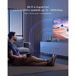 WiFi 6 Router, GNCC AX1800 WiFi Routers for Home, Dual Band Gigabit Wireless Router (Up to 1800 Gbps), Coverage up to 2000 sq. ft., 40 Devices, Parental Control