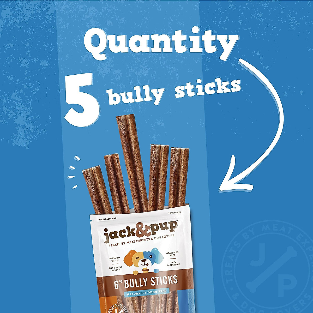 Jack&Pup Premium Thin Dog Bully Sticks 6 inch Bully Sticks for Dogs, (10 Pack) Healthy Dog Treats Bully Sticks Odor Free Bully Sticks for Small Dogs - 100% Beef Dog Chews, Pizzle Chew Sticks for Dogs