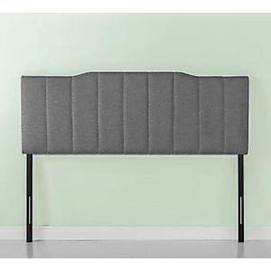 Zinus Satish Upholstered Channel Stitched Headboard in Grey, Queen