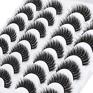 ALICROWN Short Eyelashes Natural Look False Lashes Mixed Lightweight Fluffy Handmade Soft Volume 14 Pairs Faux Mink Pack