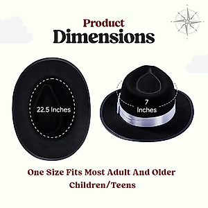 Funny Party Hats Black Fedora Hat - Gangster Hat - Black and White Fedora Hat - Mobster Hat (Fedora Hat)