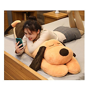 HCSXMY Cute Plush Dog Doll Puppy Plush Pillow Doll Toy Soft Dog Stuffed Animals Long Pillow Toy Kitten Body Pillow Gift for Kids and Girlfriend (110cm/43inch, Brown)