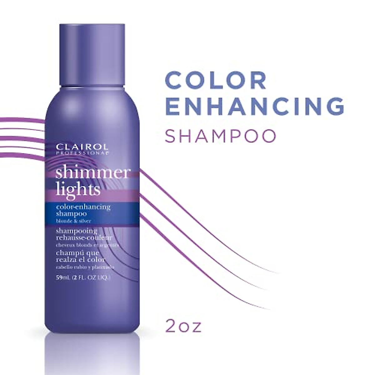 Clairol Professional Shimmer Lights Purple Shampoo, 2 fl. Oz | Neutralizes Brass & Yellow Tones | For Blonde, Silver, Gray & Highlighted Hair (Pack of 2)