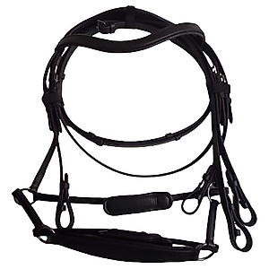 Black Leather Horse Bridle - Plain Hunter Bridle for Horses - COB Size