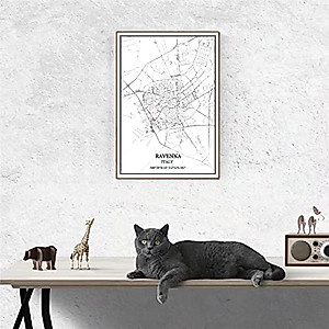 TANOKCRS Ravenna Italy Map Wall Art Canvas Print Poster Artwork Unframed Modern Black and White Map Souvenir Gift Home Decor