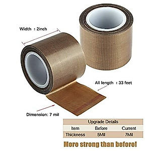 Teflon Fabric Tape, 2 Inch 30 Feet PTFE Tape for Vacuum Sealer Machine, Hand Impulse Sealers Insulation PTFE Coated Fiberglass Adhesive Tape Compatible with FoodSaver, Seal A Meal, Weston, Cabella