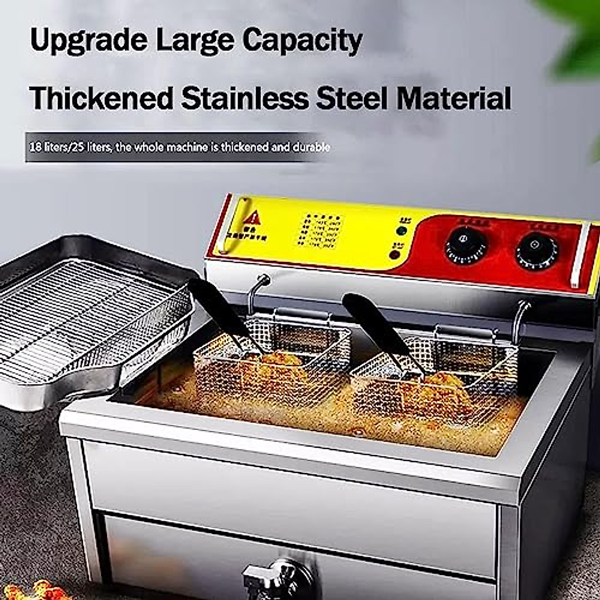 Electric Deep Fat Fryer, Frying Machine, Deep Fryer Polished Stainless Steel Tank Chip Fryers For Home And Commercial, Easy Clean, Large Electric Fryer For French Fries Chicken Shrimp (Size : 18L)