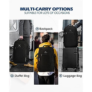 Hynes Eagle Travel Backpack 40L Flight Approved Carry on Backpack Men Large Cabin Weekender Laptop Backpack Women 15.6 inches Black with 3PCS Packing Cubes Set Black