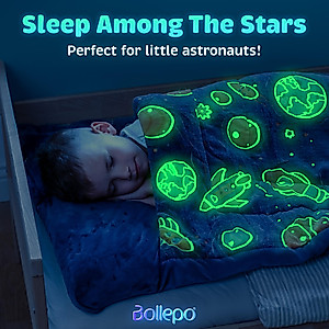 Kids Sleeping Bag with Pillow for Boys, Space, Planets Glow in The Dark Sleeping Bags for Kids 2-12, Sleeping Bag for Toddlers with Pillow Pocket, Ages 3+, Extra Soft Sleeping Bag for Kid (66'' x 33")