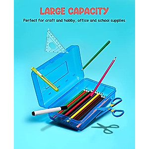 GAMENOTE Plastic Pencil Case Box with Lid Snap Closure, Large Capacity School Supplies Storage Organizer Box for Kids (1)