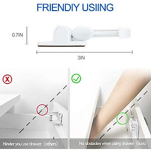WeTest Invisible Design 10 Pack Kitchen Cabinet Locks - Child Safety Baby Cabinet Locks - No Drilling Screws for Latches and Drawers, 3M Adhesives