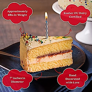 David's Cookies Vanilla Birthday Cake 7"- Premium Fresh Ingredients - Surprise Your Friend and Family With Our Vanilla and Raspberry Flavor Birthday Cake Dessert