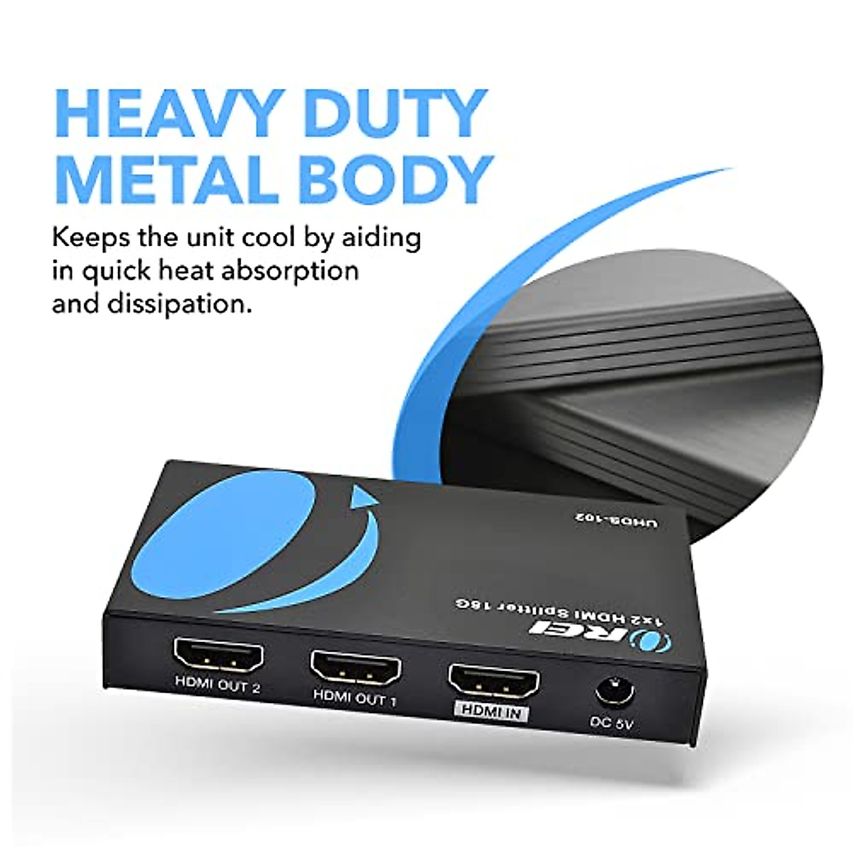 OREI 4K 1x2 2.0 HDMI Splitter, 2 Ports with Full UltraHD 4:4:4 HDR, HDR10, Dolby Vision, HDCP 2.2, 4K at 60Hz, EDID Support