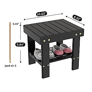 Zhuoyue Shower Stool Foot Rest Wood Step Stool Shaving Legs for Inside Shower Foot Stool for Kids Adults Black
