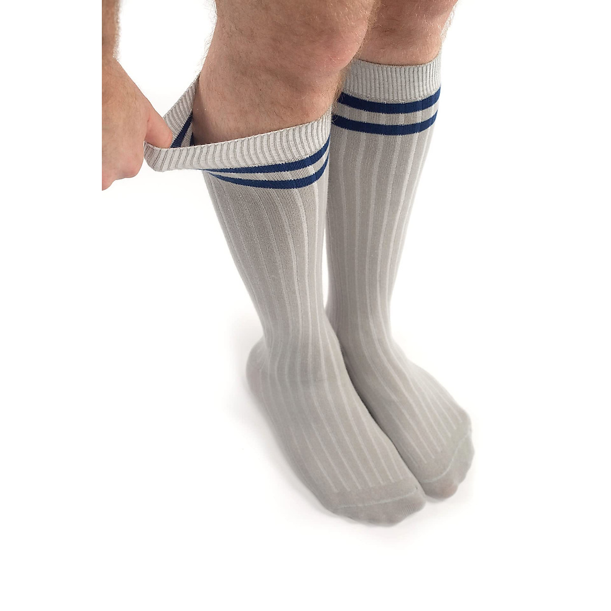 SERICI 4 x Mens Knee High Cotton Striped Socks | Over the Calf Socks | Dress Socks | Size 9-11
