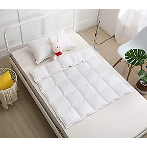 Baby Crib Comforter/Duvet/Blanket All Season 100% Natural White Goose Down Filled,Noiseless 500 Thread Count 100% Cotton Fabric 750+Fill Power (White, 41x48in)