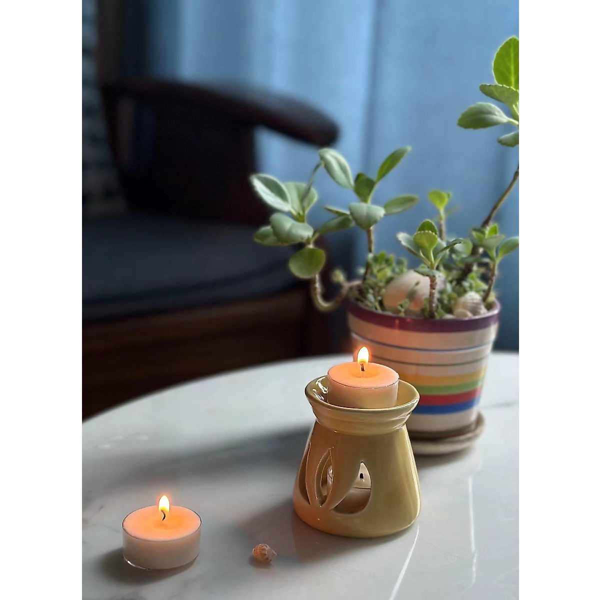 LITLUNA Soy Tealight Candles Scented w/Clear Cup- Pack 60,Assorted 6 Luxury Aromatheraphy Collect-Lavender/Rose/Jasmine Tea/Vanilla/Basil Orange/Apple, Pleasing Smell for Home,Camping,Trip