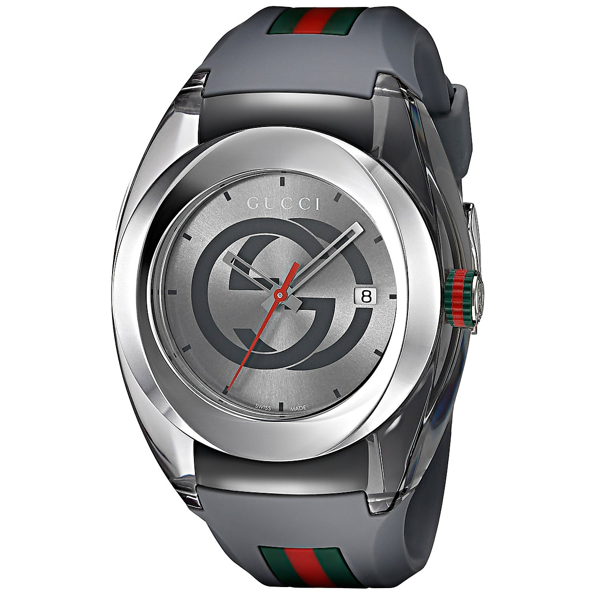 Gucci Swiss Quartz Stainless Steel and Rubber Casual Grey Men's Watch(Model: YA137109)