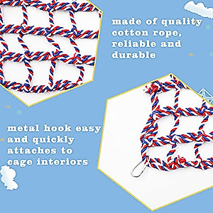 2 Pack Large Colorful Bird Rope Net, 14 × 10 Inches Rat Climbing Rope Net, Pet Hanging Hammock, Bird Ladder Rope Bridge, Small Animal Rope Net Toy, Cage Accessories for Rat Hamster Bird Ferret