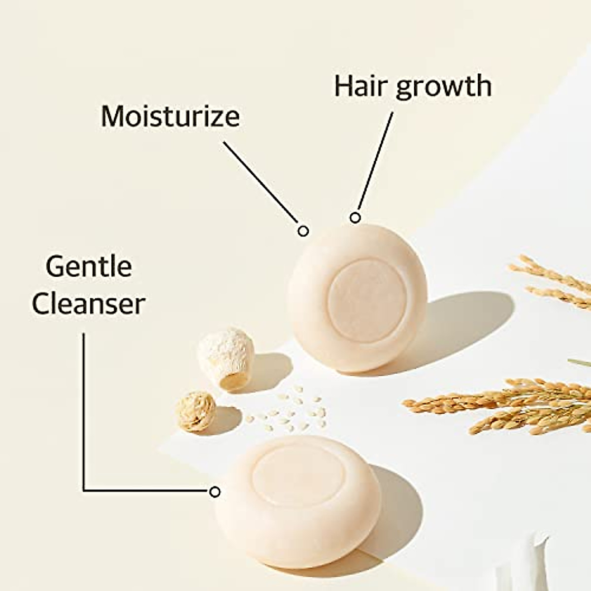 JessEmet Rice Water Shampoo Bar - Fermented Rice Water for Hair Growth Moisturizing best for dry, damaged hair, Curly, and Frizzy Hair, pH balanced, Sulfate-free, Eco Friendly, Vegan, Zero waste.…