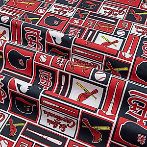 MLB Cotton Broadcloth St. Louis Cardinals Black/Red, Fabric by the Yard