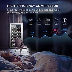 AAOBOSI Wine Fridge, 28 Bottle Wine Cooler 46-66℉ Beverage Wine Refrigerator, Glass Door Free Standing Mini Wine Cellar Aging Red,White, Champagne, Sparkling Wine for Bar, Home, Condo with Adjust Temp