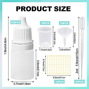 Olutacot 220 Pcs Dropper Bottles Eye Dropper Bottle Bulk Small Plastic Liquid Container Portable Squeezable Eye Liquid Dropper with Caps and Plug for Oil Eye Liquid Storage (5ml)