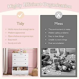 Catrimown Kids Dresser for Bedroom, 3 Drawers Chest, Tall Kids Dresser, Toddler Dresser for Bedroom, Cubby Storage Organizer, Toy Chest Dresser for Girls Boys, White, Large