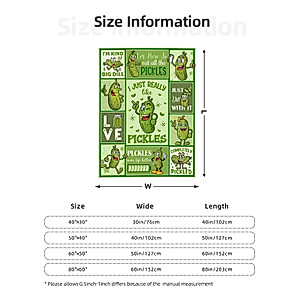 Pickle Throw Blanket for Pickles Lovers, Funny Pickle Gift Blanket for Adults Kids, Warm Soft Fuzzy Flannel Throw Blankets for Sofa Bed Camping Travel Home Decor 40"x50" - Kids/Baby
