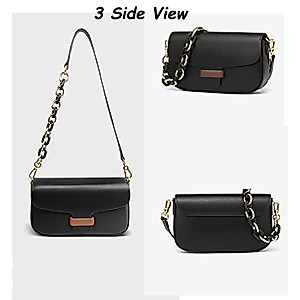 YXBQueen Black Crossbody Purse Chain Womens Crossbody Handbag Leather Shoulder Bag Purse Handbag Crossbody Shoulder Evening Bag Satchel