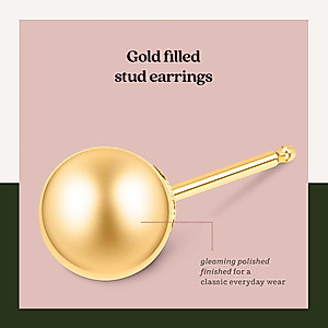 14K Gold Filled Earrings Round Ball Gold Studs Earrings for Women Gold Earrings | 3mm