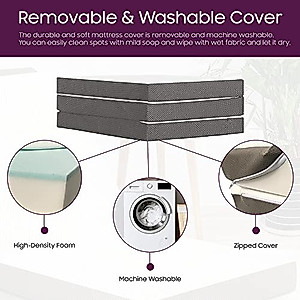 Mayton 3-Inch Portable Tri-Folding Capability Gel Memory Foam Mattress | Breathable Mesh Sides, Ultra Soft, Removable and Washable Cover, Comfortable Support, Cot Pad, Standard Size, 31-Inch, White