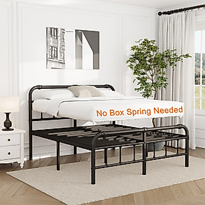 Bednowitz King-Bed-Frame-with-Headboard and Footboard, 18 Inch High Metal Platform King-Size-Bed-Frame, 4000 Lbs Heavy Duty Steel Slats Support, No Box Spring Needed, Noise Free