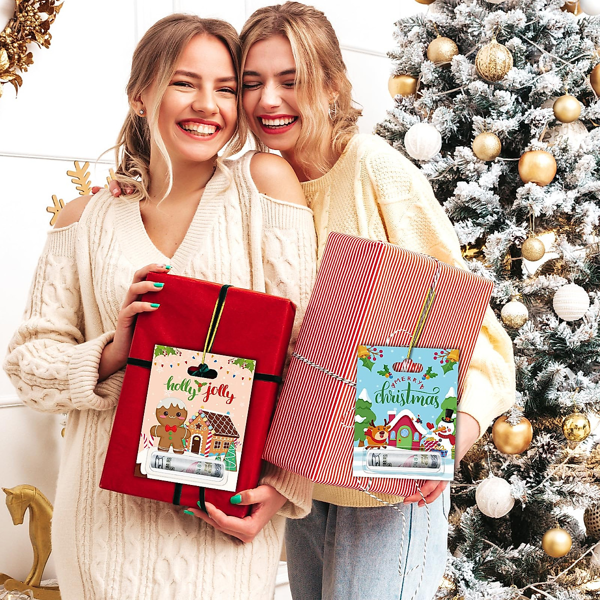 Christmas Money Holder Cards 8 Pack, Christmas Money Holder Ornaments for Gifting Cash, Holiday Gifting Money Cards for Kids, Funny Xmas Cash Gift Ideas, Merry Christmas Hanging Ornaments Decor