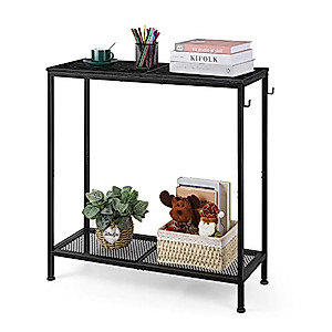 ETELI Black Console Table Small Entryway Table with Storage Shelf Narrow Sofa Side Table Industrial Hallway Table for Living Room Bedroom Foyer Entrance