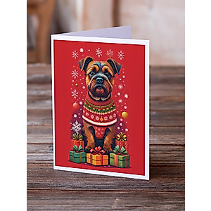 Caroline's Treasures DAC3049GCA7P Border Terrier Holiday Christmas Greeting Cards Pack of 8 Blank Cards with Envelopes Whimsical A7 Size 5x7 Blank Note Cards