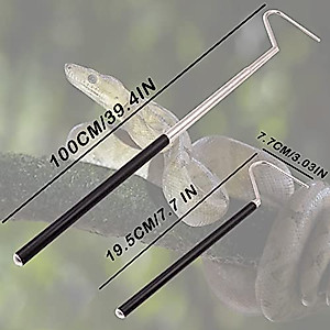 Aufeeky Telescoping Stainless Collapsible Snake Hook and Grabbers Snake Reptile Grabber Reacher Pickup Tool Long Reptile Catcher for Ball Pythons Corn Snake Reptiles Pet Snake Serpent (39.4 inches)
