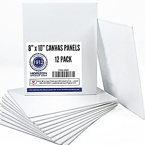 Horizon Group USA 8x10 Canvas Panel Boards Value Pack of 12, Primed, Perfect for Painting Projects, Watercolor, Oil & Acrylic Paints, Paint Canvas for Kids, Students, & Professionals